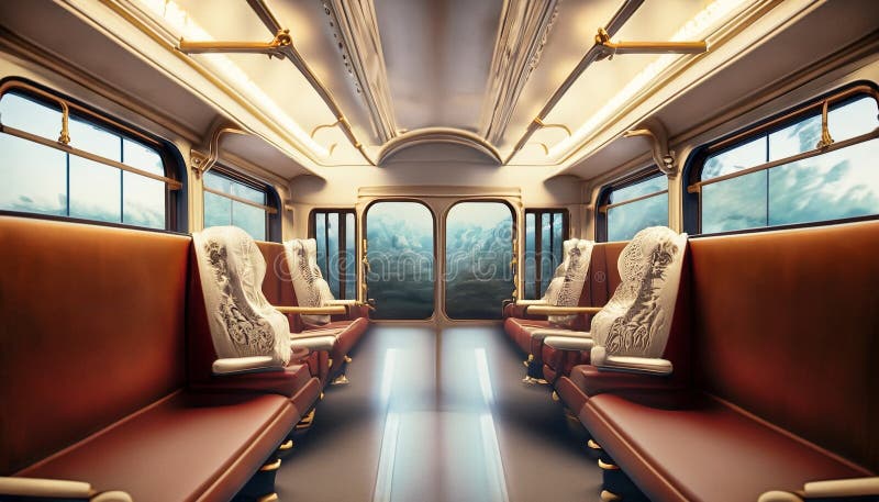 Passenger train interior stock illustration. Illustration of screenshot ...