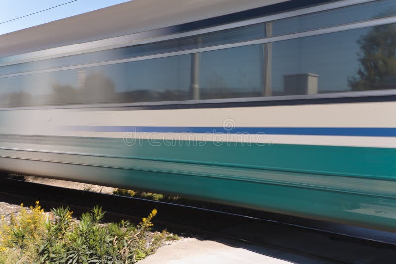 Passenger train in motion stock image. Image of line - 15893963