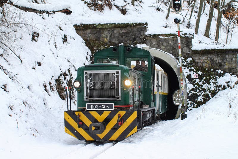 Passenger Train, Mountain Rail. Hungarian Forest Railway at Winter ...