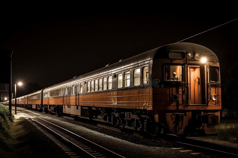 Passenger Train at Night. AI Generated Stock Illustration ...
