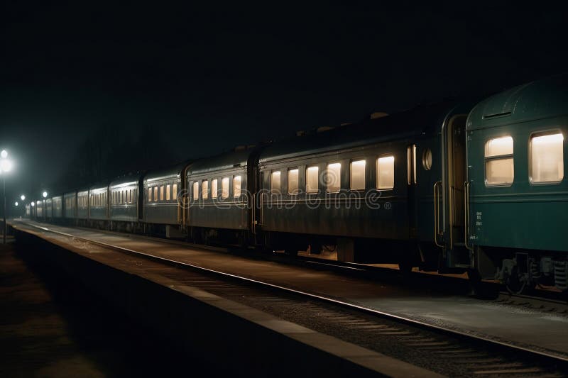 Passenger Train at Night. AI Generated Stock Illustration ...