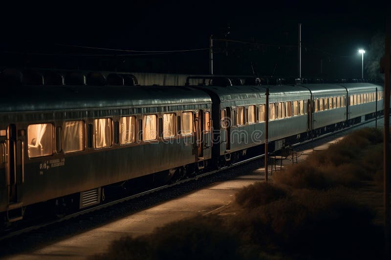 Passenger Train at Night. AI Generated Stock Illustration ...