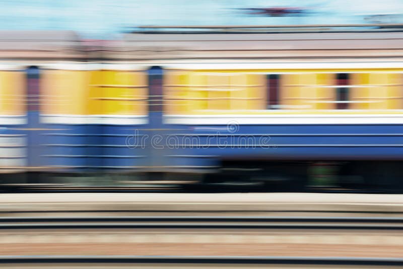 Passenger Train Passing by in Fast Speed Stock Photo - Image of ...