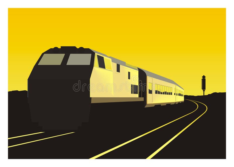 Passenger Train Rear View. Simple Flat Illustration in Perspective View ...
