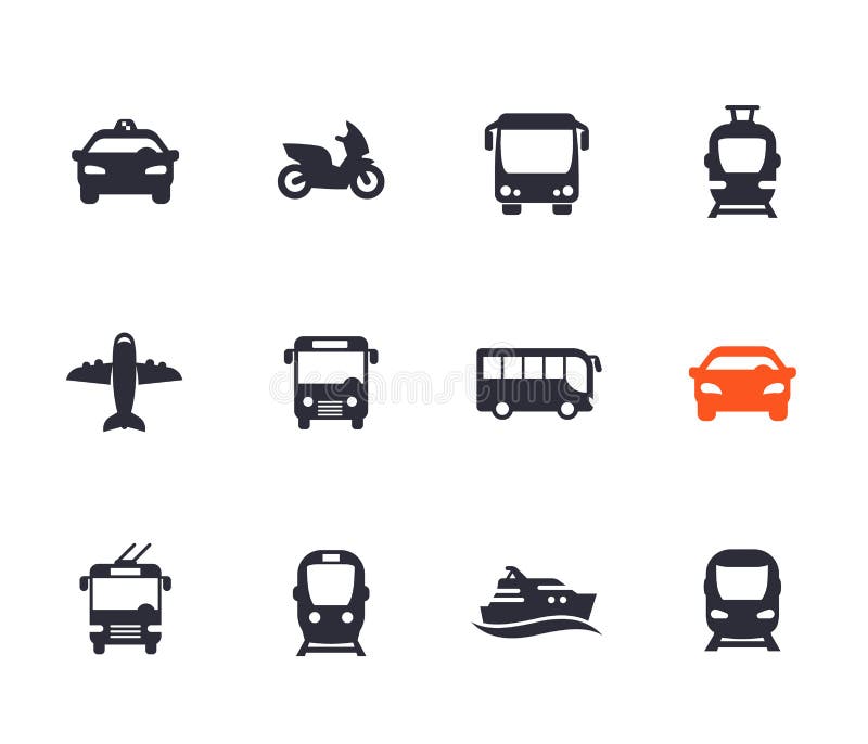 Passenger Transport Icons Set Stock Vector - Illustration of side ...