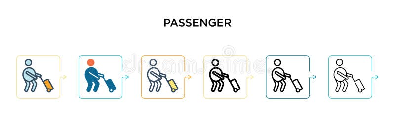 Passenger Vector Icon in 6 Different Modern Styles. Black, Two Colored ...
