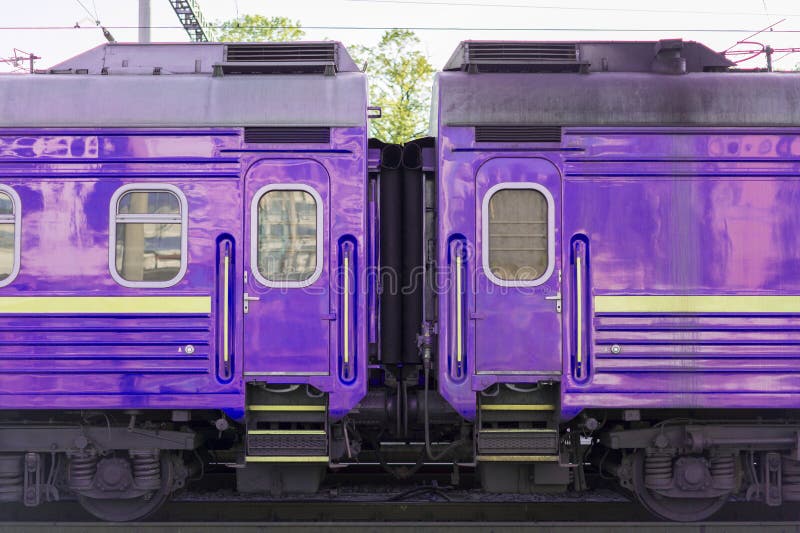 Passenger Wagons of Violet Color Stock Photo - Image of belgium ...