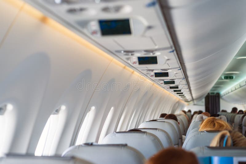 Passengers in Aircraft during Flight New Aircraft Stock Photo - Image ...