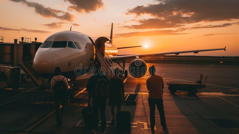 Passengers and Airplanes in Airport, Airplane Transportation Stock ...