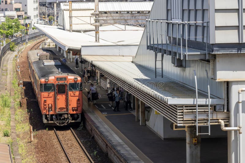 Passengers Alight Local Train Arrived Okayama Station Stock Photos ...