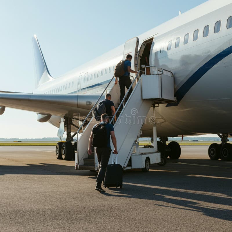 Passengers Boarding the Aircraft from the Stairs of a Passenger ...
