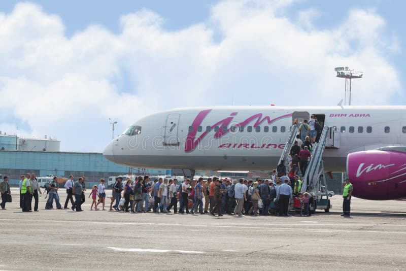 Passengers at Boarding To Plane of Vim Avia Airline Editorial Image ...