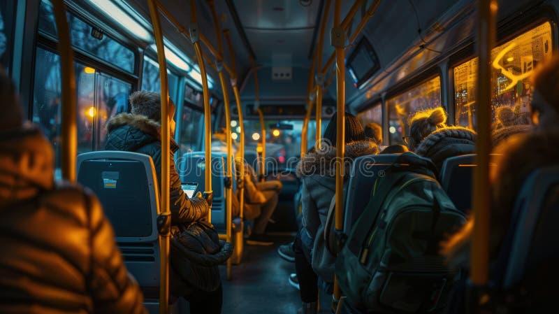 Passengers in a Bus Inside stock image. Image of european - 364966051