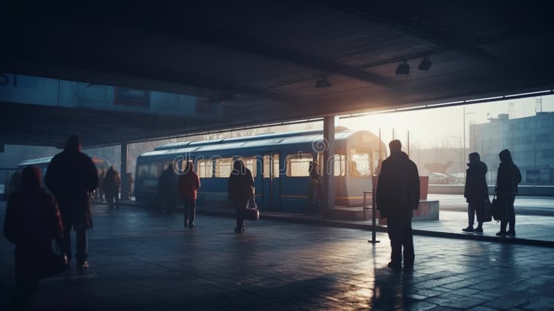 Passengers at the Bus Station. Generative Ai Stock Illustration ...