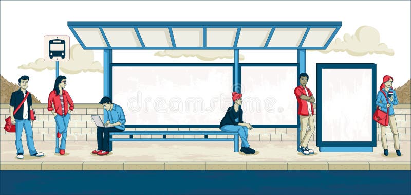 Waiting Shed Clipart Bus People Waiting Stock Illustrations – 2,001