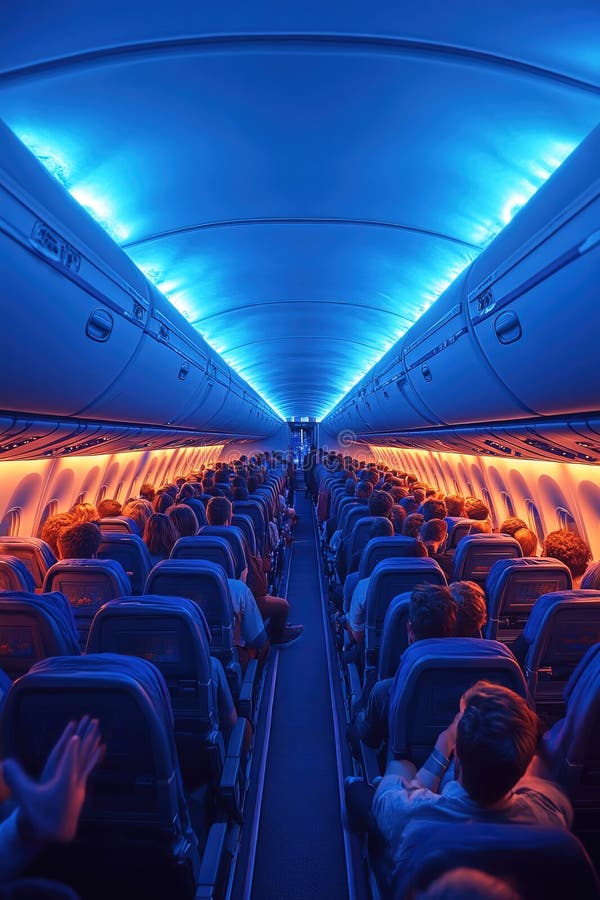 Passengers Celebrate with Applause on a Vibrant Airliner during Their ...