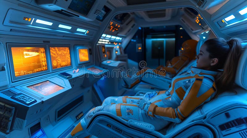 Passengers Enjoy a High-tech Spaceplane Cockpit while Preparing for ...