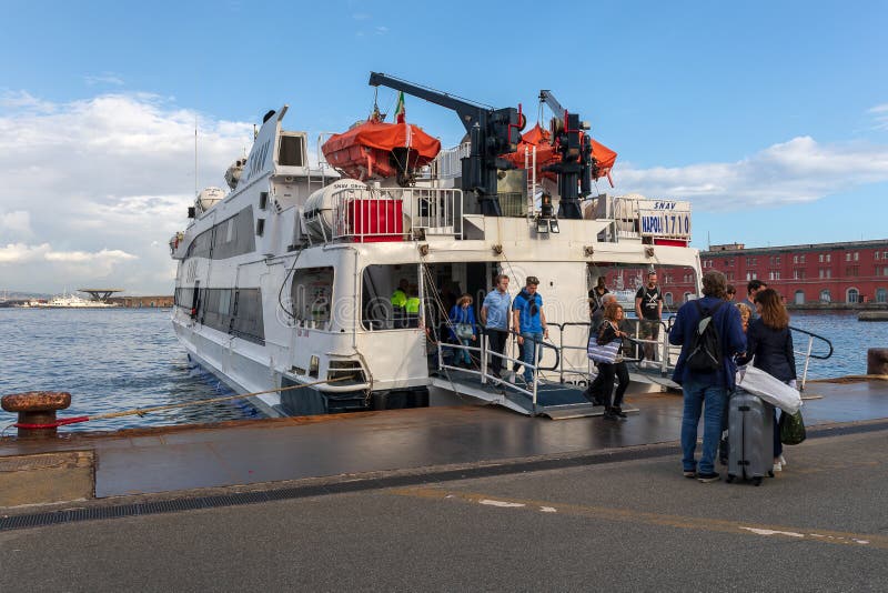 Passengers Get Off the Hydrofoil on the Harbor Platform Editorial ...