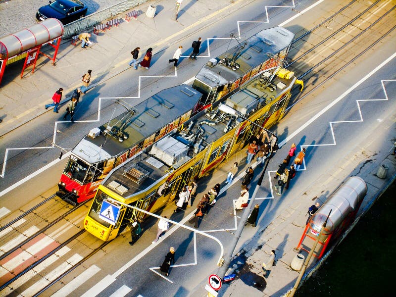 Passengers Getting on Light Train in Warsaw Editorial Photography ...