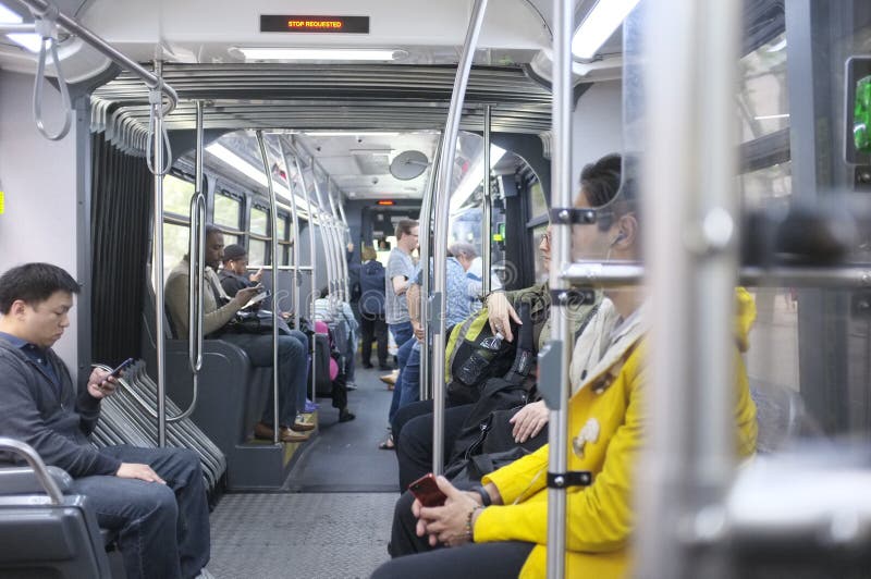 Passengers inside a bus editorial stock photo. Image of life - 30948093