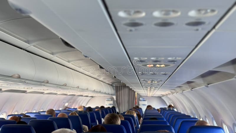 Passengers Inside the Plane Preparing for Takeoff Stock Photo - Image ...