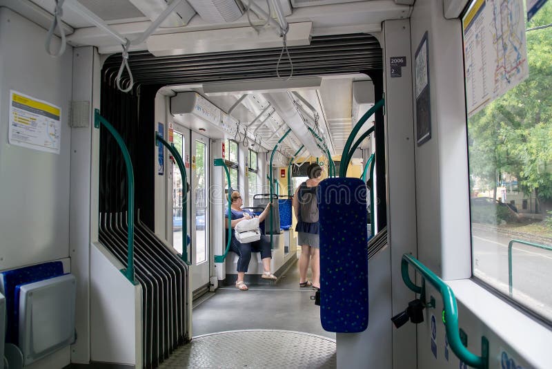 Passengers inside tram editorial image. Image of interior - 140641250
