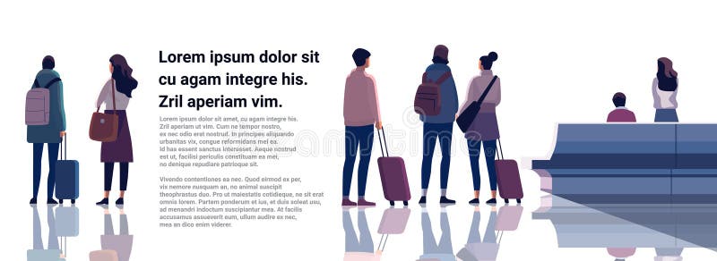 Passengers With Luggage In Arrival Waiting Room Or Departure Lounge