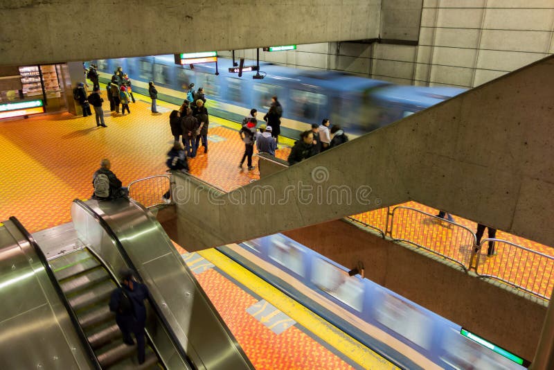 Montreal Subway Station with 2 Trains Arriving Editorial Photo - Image ...