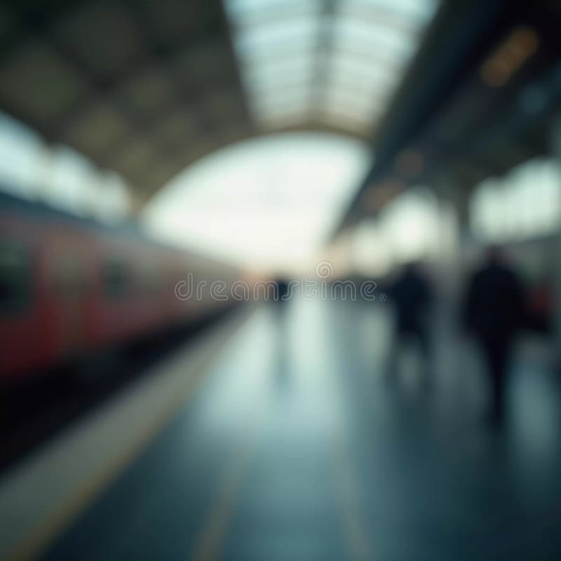 Passengers Move through a Spacious Train Station, Surrounded by a ...