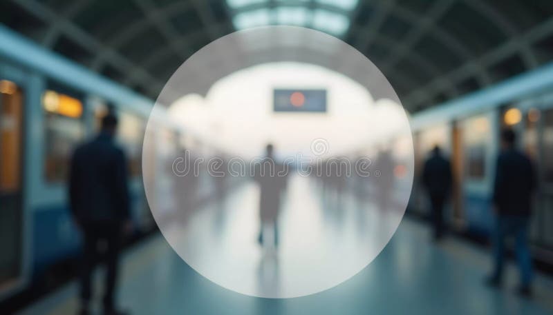 Passengers Move through a Spacious Train Station, Surrounded by a ...