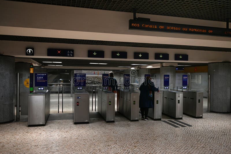 Metro Gate in Lisbon Station Editorial Photo - Image of tourism ...