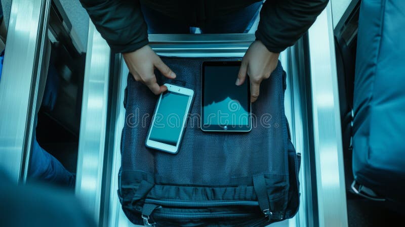 Passengers Placing Personal Items in Trays for Airport Security ...