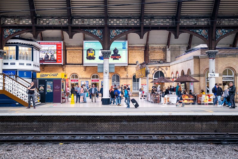 Passengers at the Platform at the Railway Station in York, England ...
