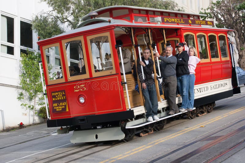Passengers Ride in a Cable Car in San Francisco. Editorial Photography ...