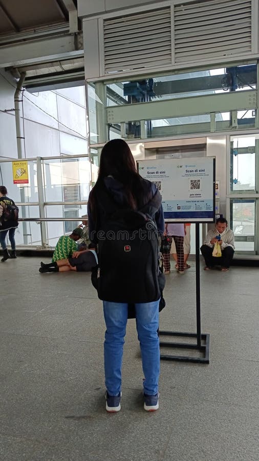Passengers Scan the QR Code at the Station Entry Area Editorial Stock ...