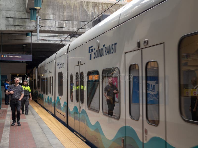 Passengers Set To Board the Sound Transit Link Light Rail Train ...