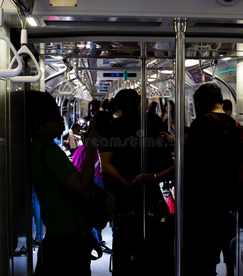 Passengers in Singapore Mass Rapid Transit MRT Train Editorial ...