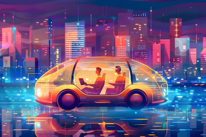 Passengers Sit in a Fully Automated Driverless Train. by Generative AI ...