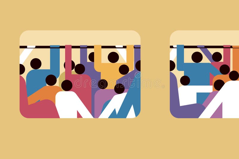 Side View of a Crowded Public Transport System Stock Vector ...