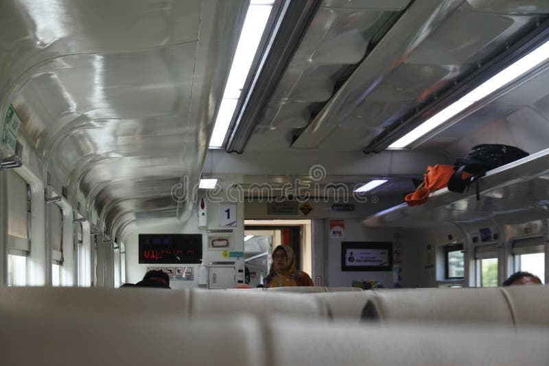 Passengers in the Train Carriage from the Station in Sukabumi, West ...