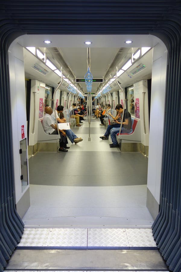 Passengers in the Train MRT. Singapore Subway Editorial Stock Image ...
