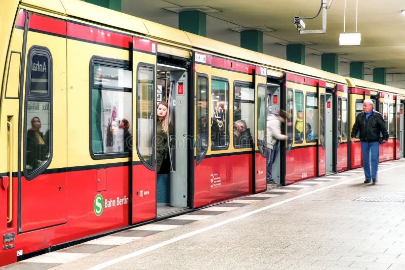 Passengers in Train at S-bahn Station in City Berlin, Germany Editorial ...