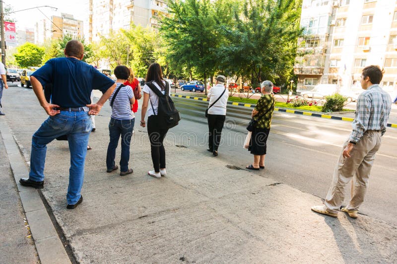 Passengers waiting for bus editorial stock image. Image of bucharest ...