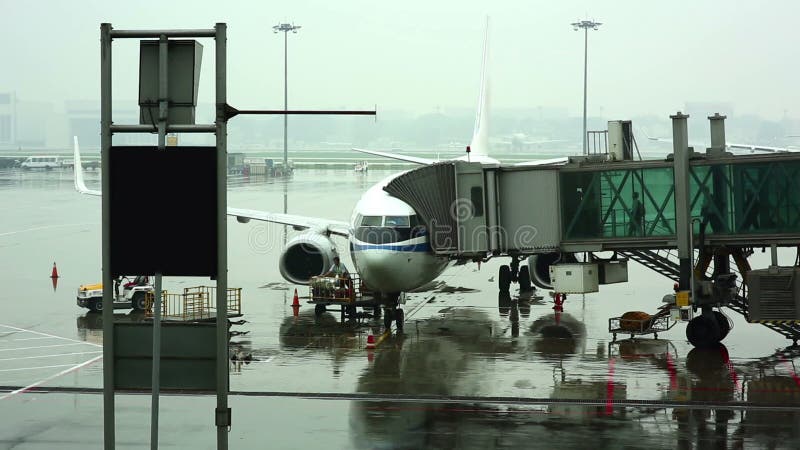 Passengers Walking In A Glass Jet Bridge Stock Video - Video of flight ...