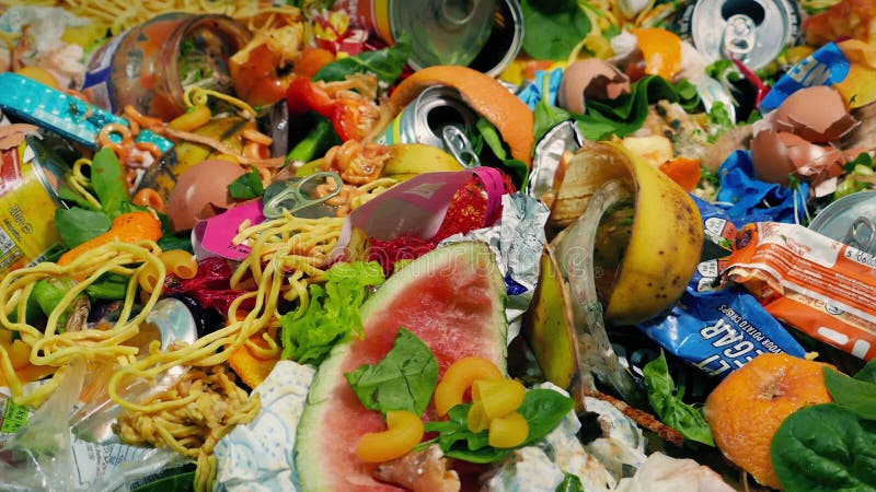 Passing Trash Pile with Mixed Containers and Foods Stock Video - Video ...
