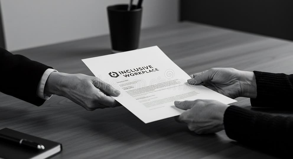 Passing Document between Two People in a Workplace Setting Stock Image ...