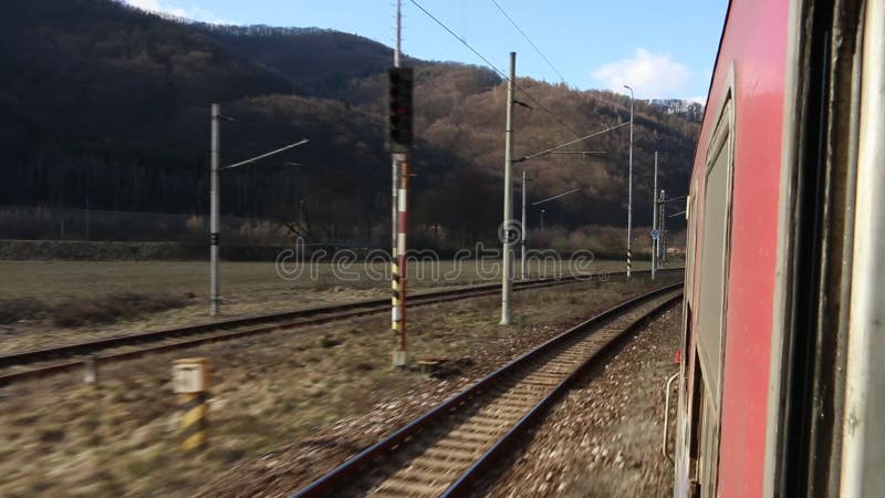 Passing Landscape, Looking Behind, View from Large Train Window, Train ...