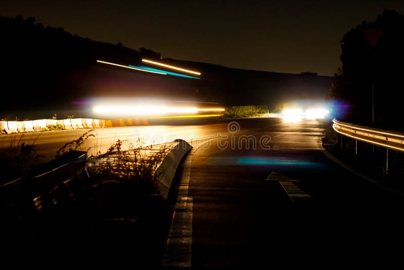 The Passing Lights of Cars and Trucks at Night Stock Photo - Image of ...