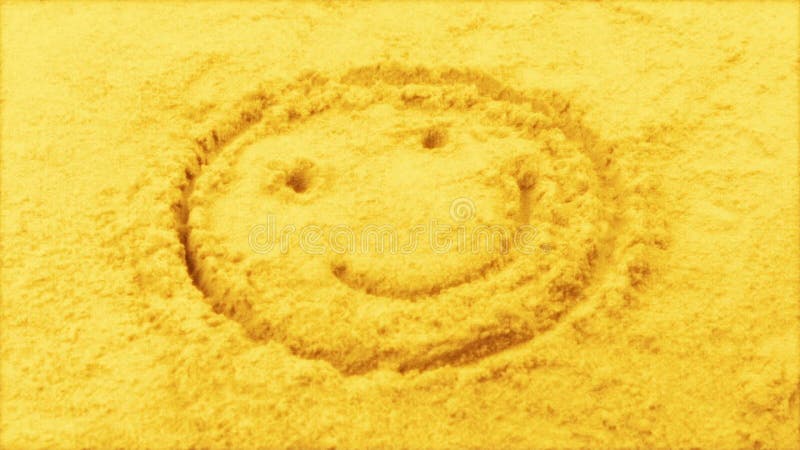 A Large Happy Face Drawn in the Sand Nostalgic Scene Stock Video ...