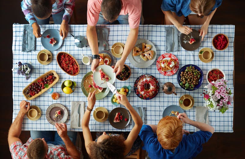 Passing piece of cake stock photo. Image of holiday, gathering - 76565814